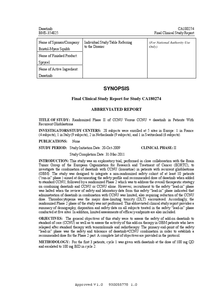 CA180-274 Synopsis Redacted | PDF | Phases Of Clinical Research ...