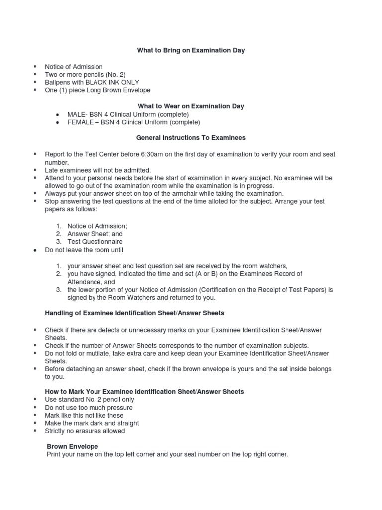 Examination Day Guidelines & Rules | PDF | Test (Assessment) | Business