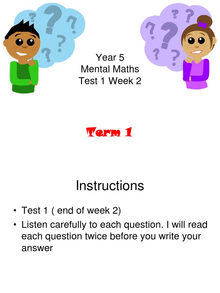 Year 5 Block 1 Mental Maths Test 1 Week 2 | PDF | Celsius | Temperature