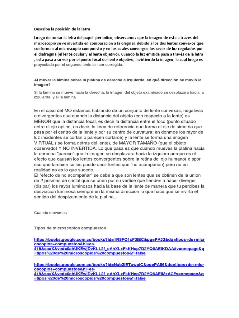 Describa La Posición de La Letra | PDF | Lente de la cámara | Lente (óptica)