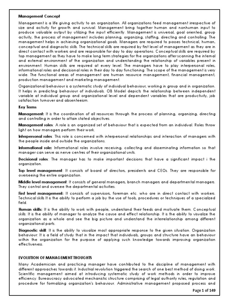 Management Concept | PDF | Leadership | Organizational Structure