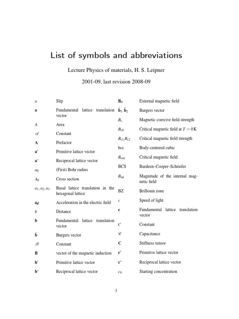 Symbols | PDF | Thermal Conductivity | Electrical Resistivity And ...