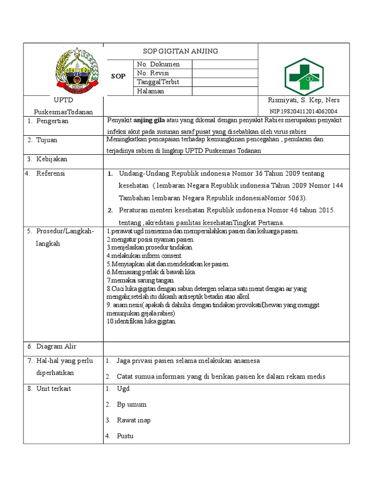 SOP Penanganan Gigitan Anjing Rabies | PDF