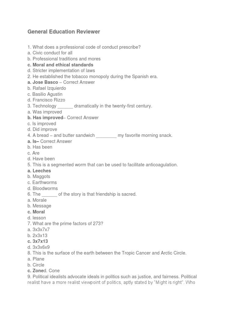 General Education Reviewer: C. Moral and Ethical Standards | PDF | Cell ...