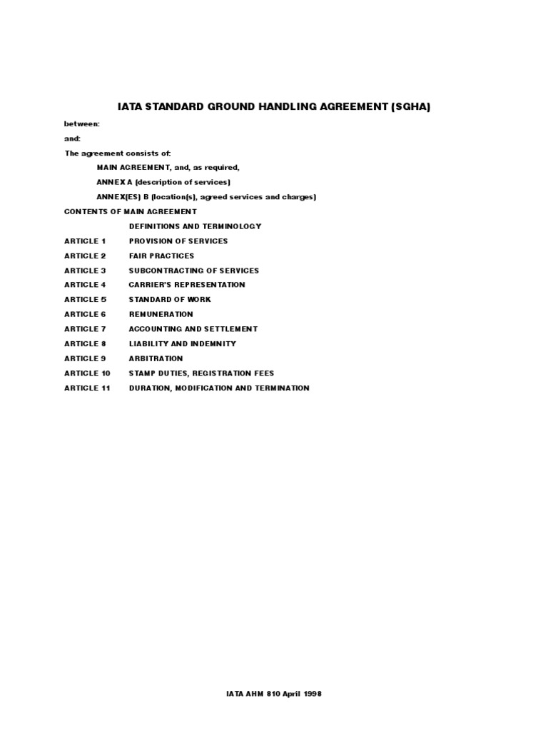 IATA Standard Ground Handling Agreement | PDF | Cargo | Arbitral Tribunal