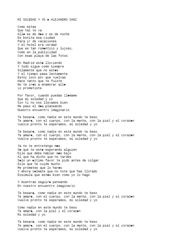Mi Soledad y Yo - Alejandro Sanz | PDF