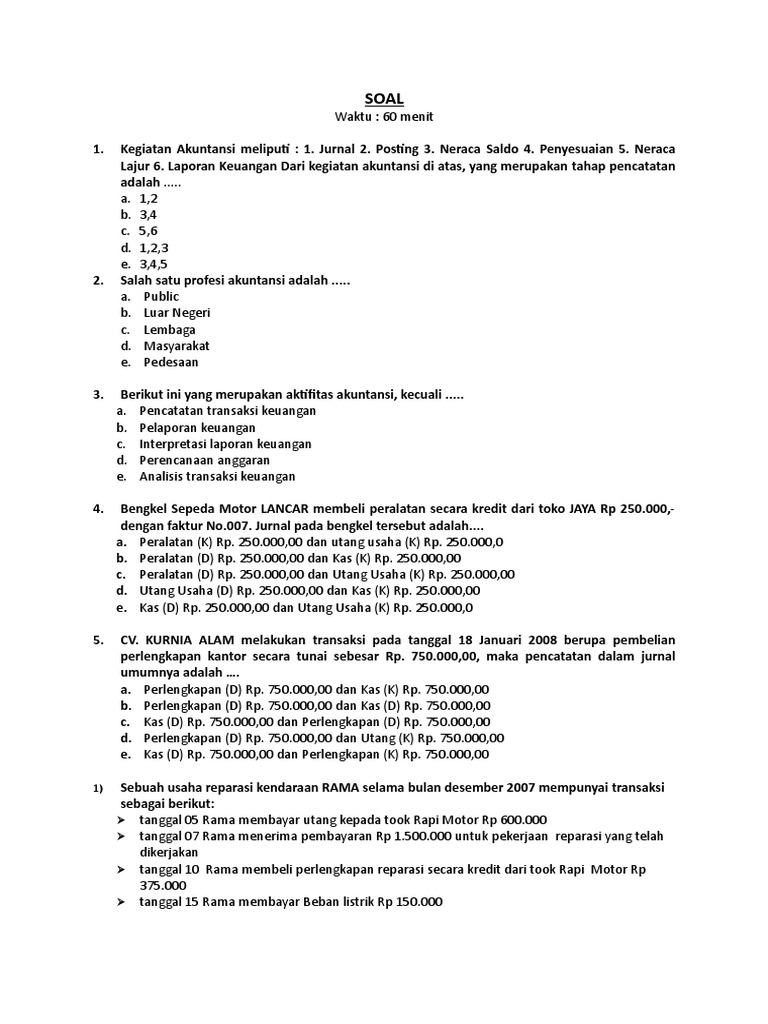 Soal Test Tulis Accounting | PDF