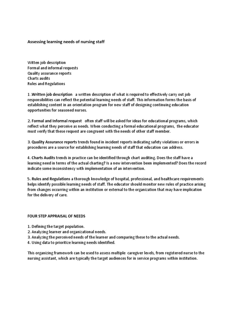 Assessing Nursing Learning Needs | PDF | Motivation | Motivational