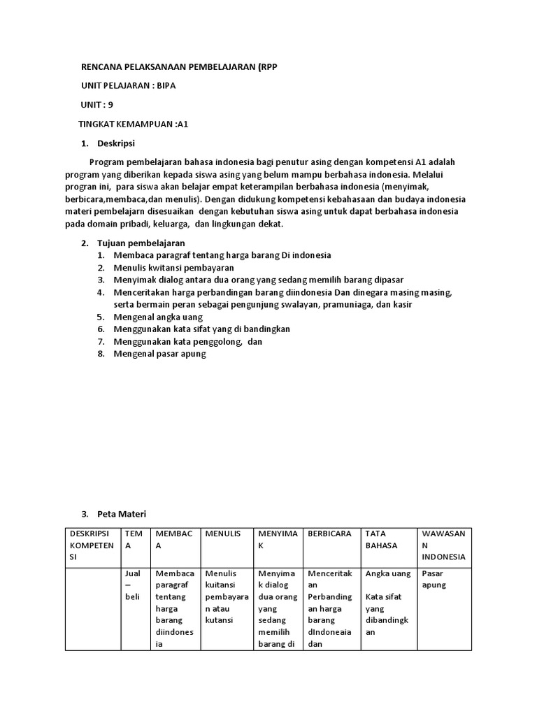RPP Bipa 1 | PDF