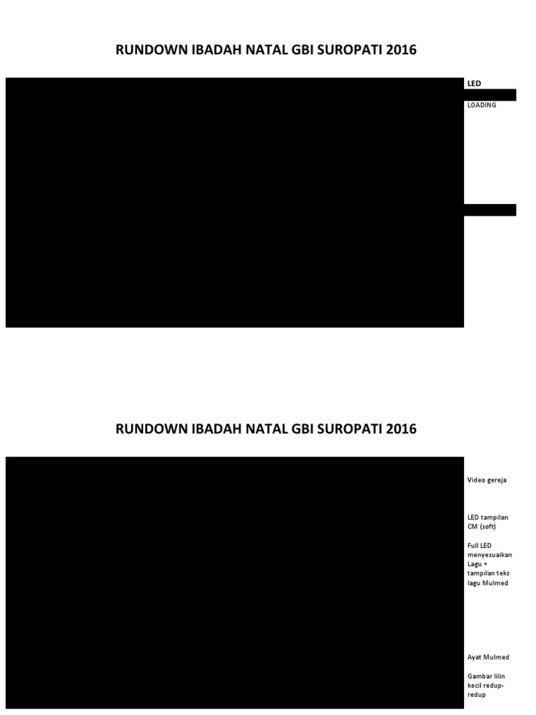 Rundown Ibadah Natal GBI Suropati 2016 | PDF