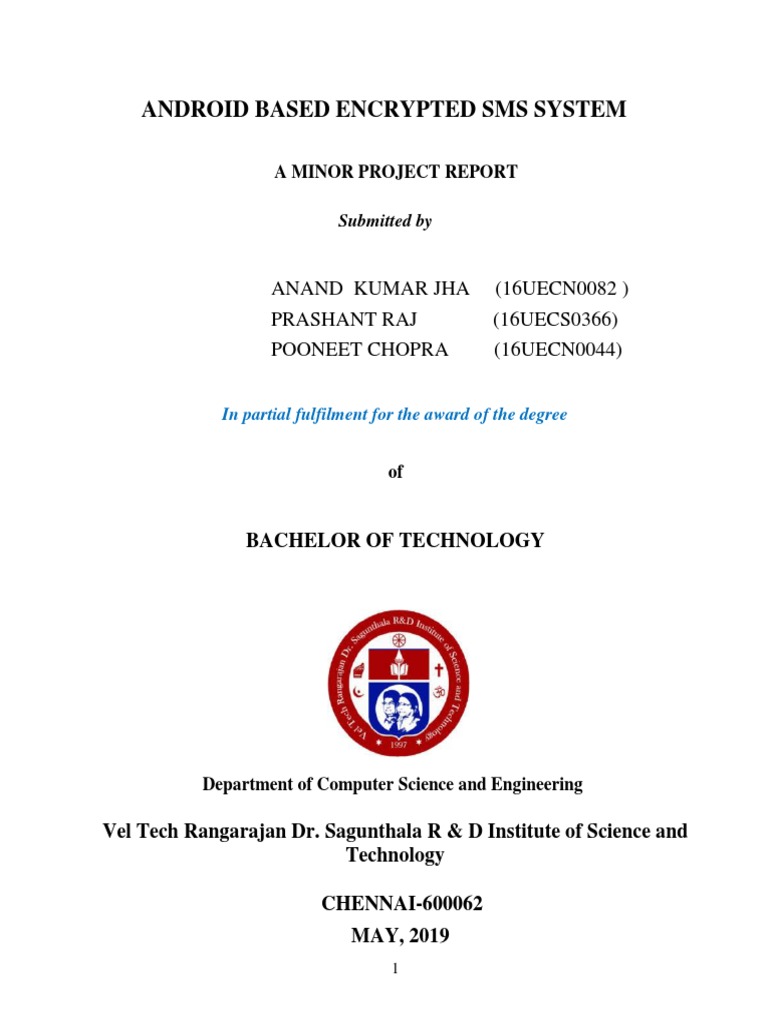 Android Based Encrypted Sms System: A Minor Project Report | PDF ...