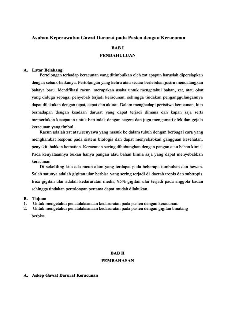 Asuhan Keperawatan Gawat Darurat Pada Pasien Dengan Keracunan | PDF