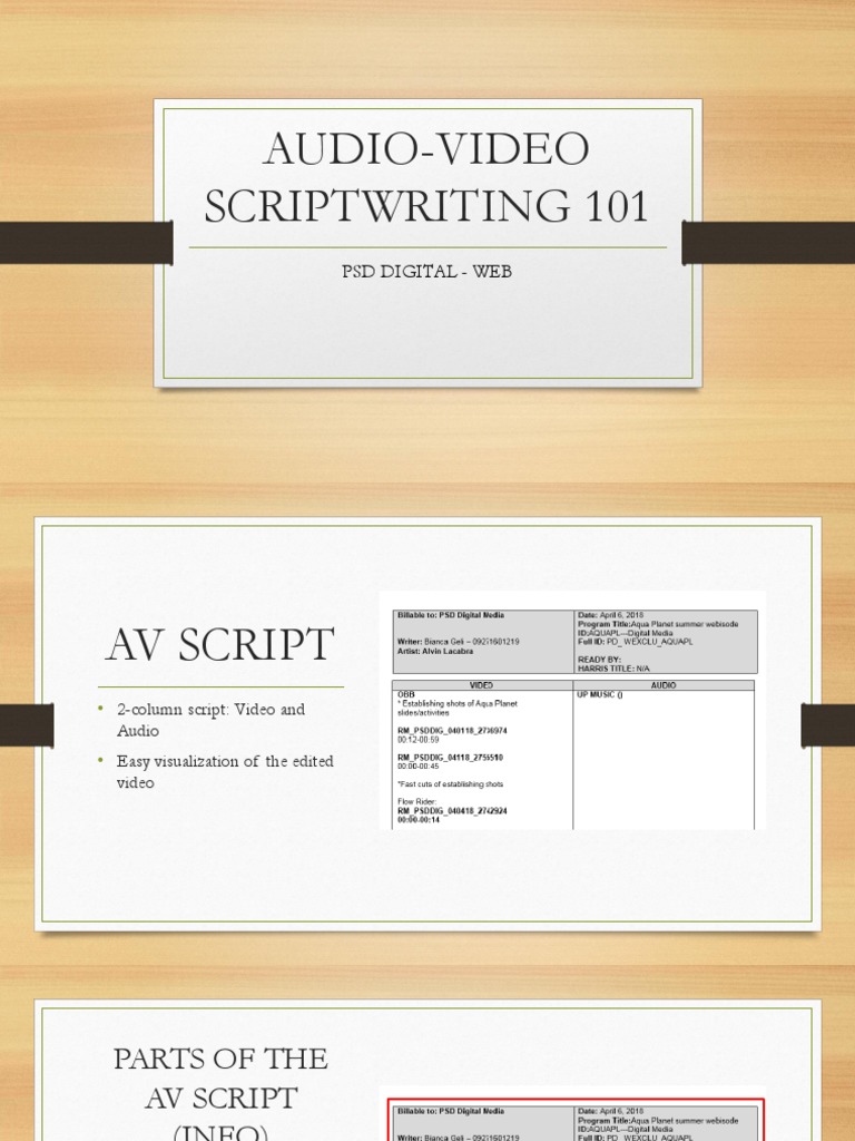 Audio Video Scriptwriting Workshop | PDF | Video | Leisure