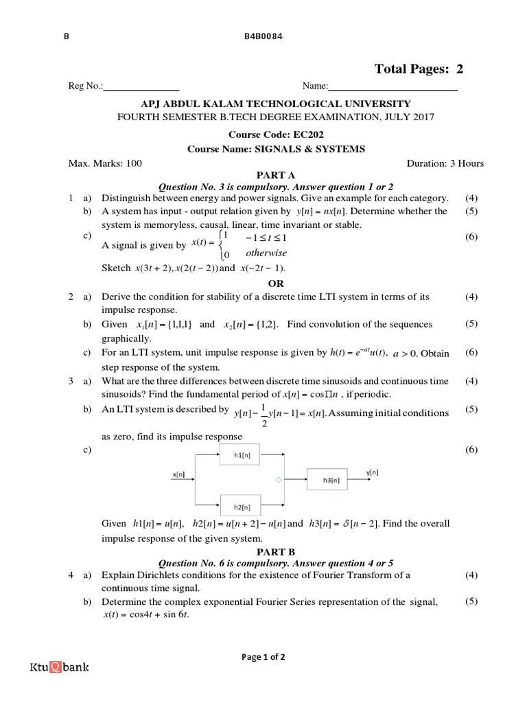 Signals and Systems EC S4 B.Tech KTU 2017 | PDF | Systems Theory ...