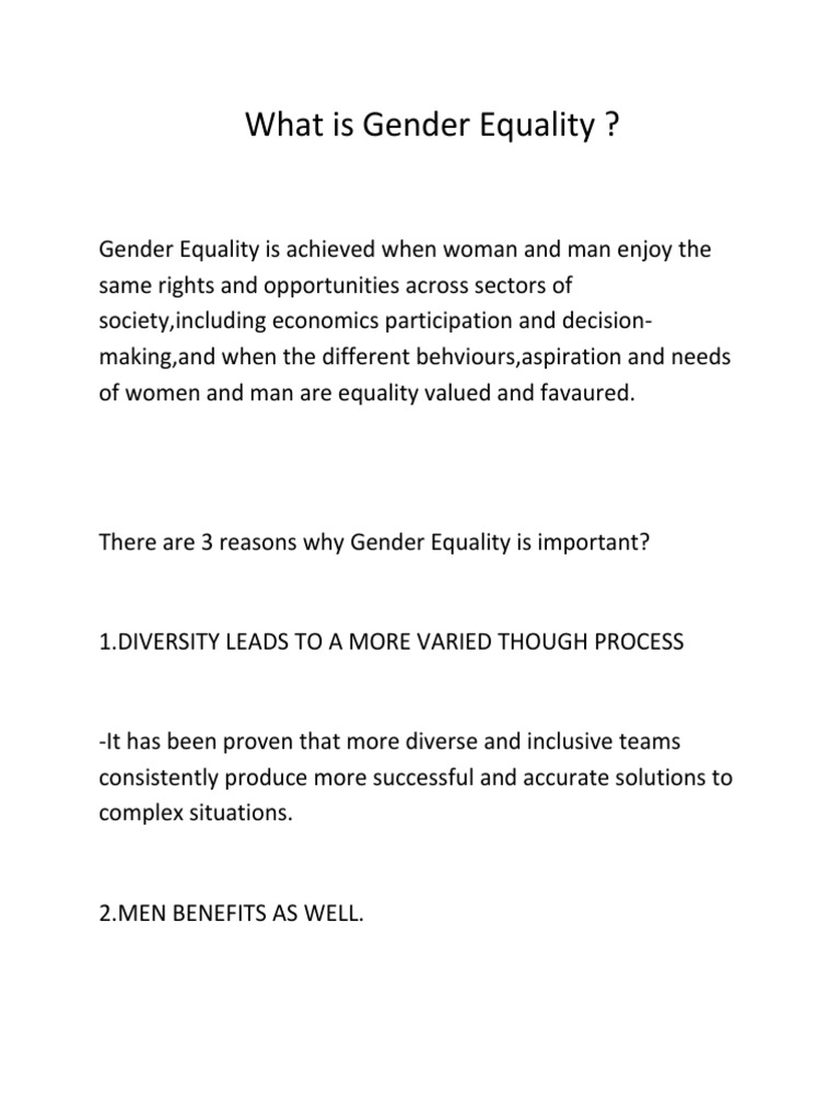 Importance of Gender Equality Explained | PDF