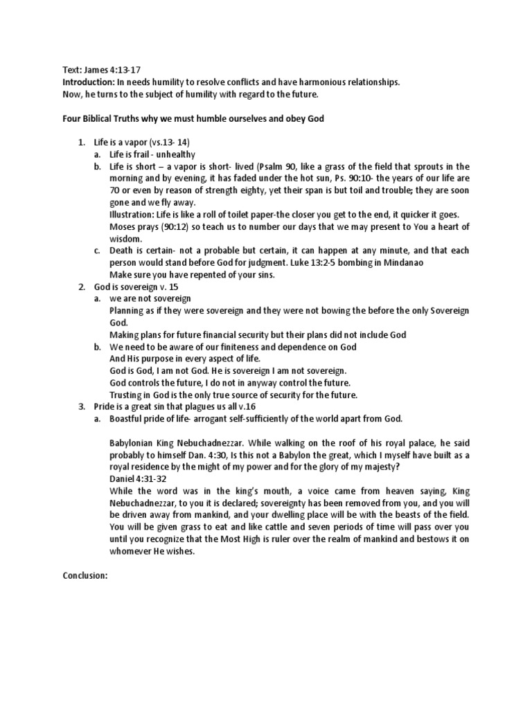 Lesson Outline | PDF | Humility | God