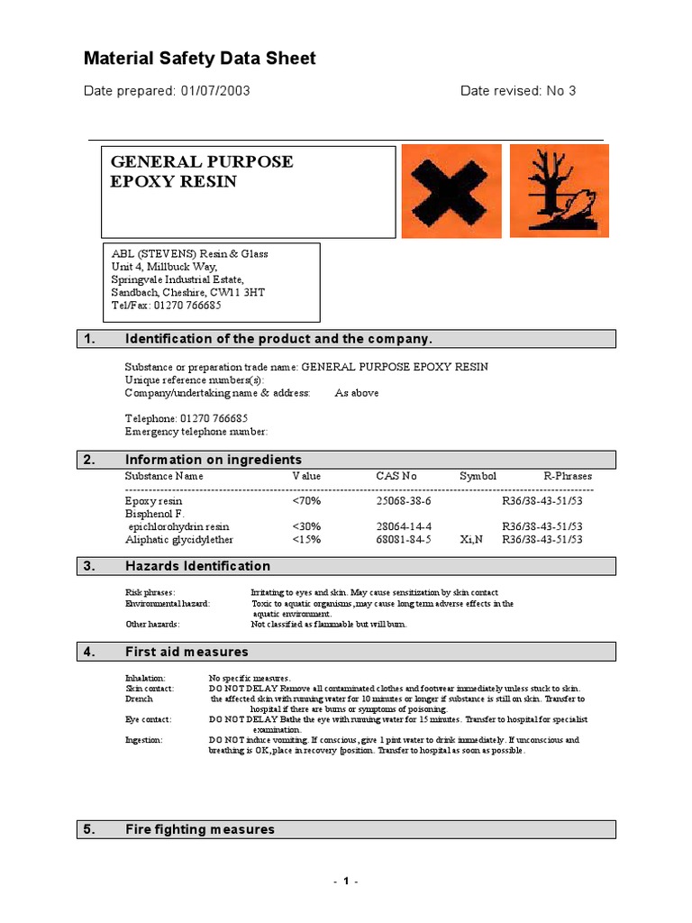 Msds Resin | PDF | Fires | Water