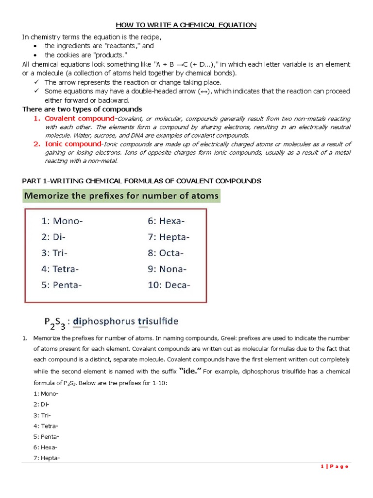 How To Write A Chemical Equation | PDF | Chemical Compounds | Ion