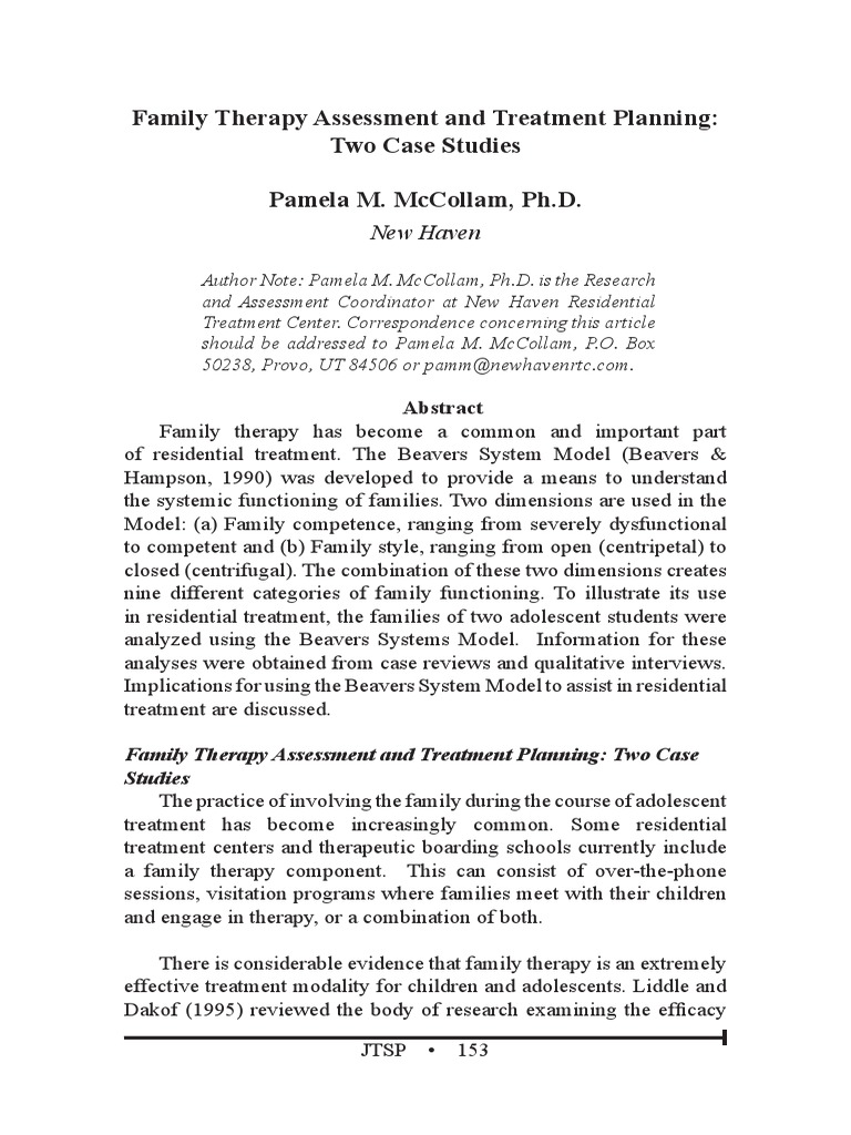 Family Therapy Assessment Case Studies | PDF | Psychotherapy ...