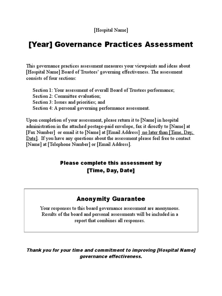 2 Governance Practices Assessment Survey Questionnaire Format | PDF ...