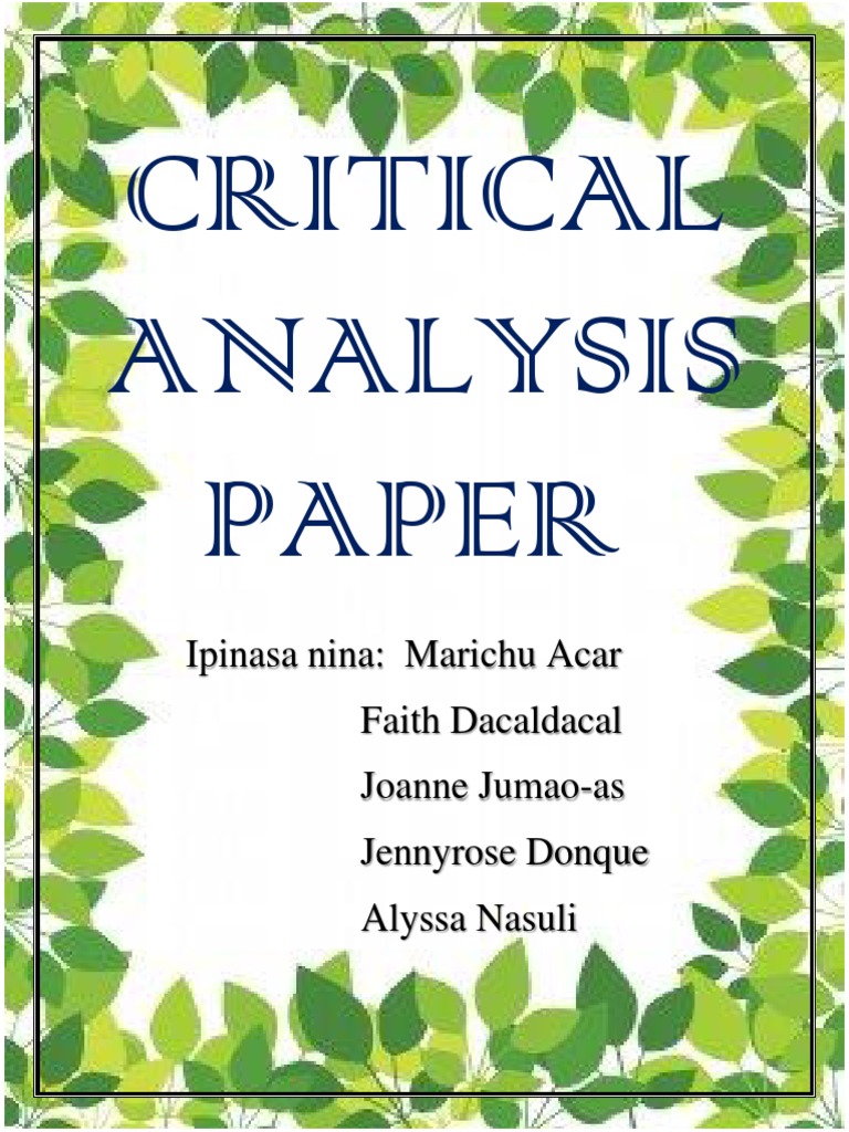 Critical Analysis Paper | PDF