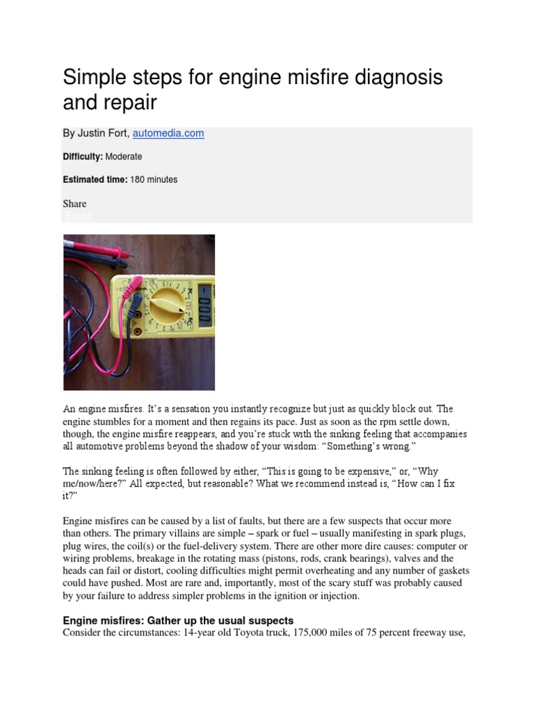 Simple Steps For Engine Misfire Diagnosis and Repair: by Justin Fort ...