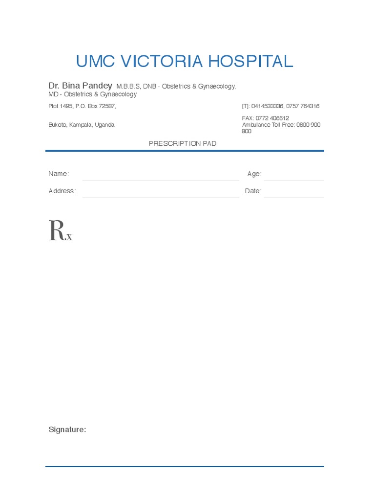 Gynaecology Prescription Pad Template | PDF