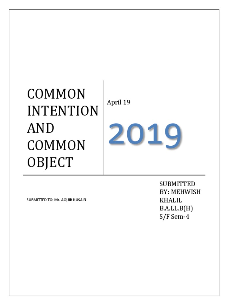 Common Intention and Common Object | PDF | Mens Rea | Criminal Law
