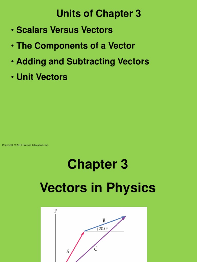 Units of Chapter 3: - Scalars Versus Vectors - The Components of A Vector - Adding and ...