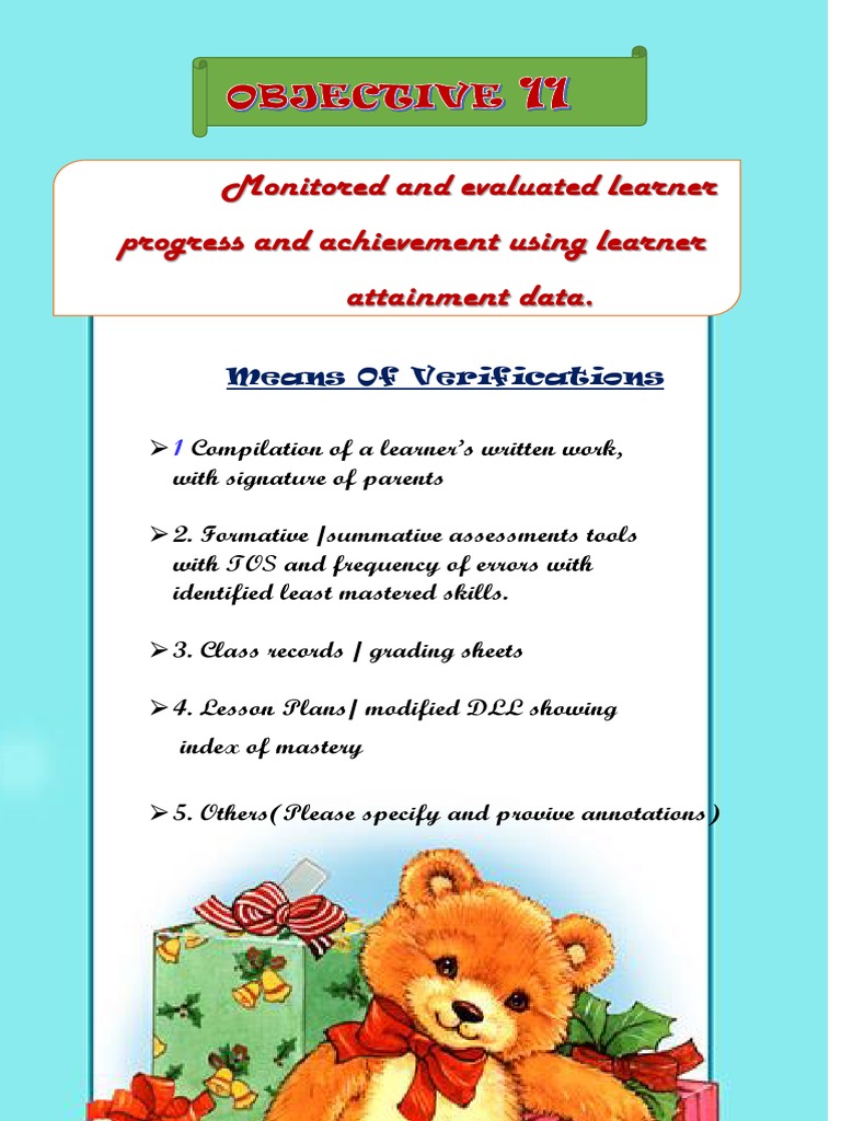 Monitored and Evaluated Learner Progress and Achievement Using Learner ...