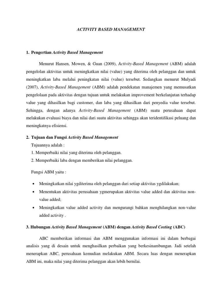 Activity Based Management | PDF