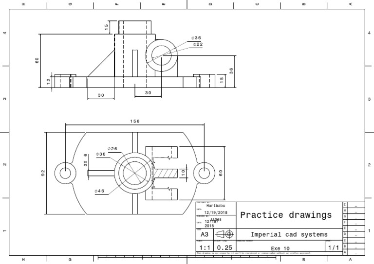 Practice Drawings: 1:1 0.25 1/1 A3 Imperial Cad Systems | PDF | Crafts ...