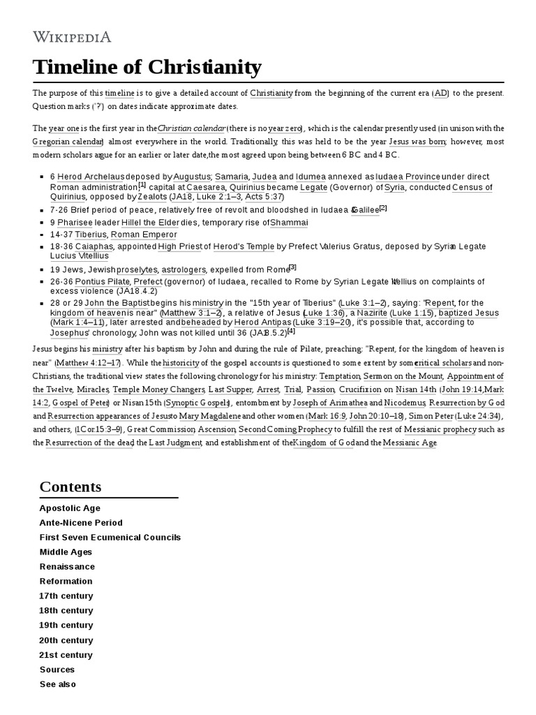 Timeline of Christianity PDF | PDF | Martin Luther | Catholic Church