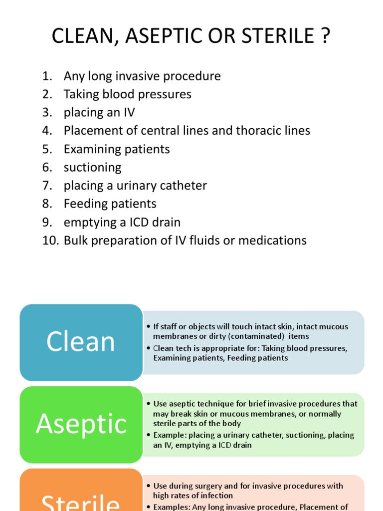 Clean, Aseptic, or Sterile Techniques Explained | PDF