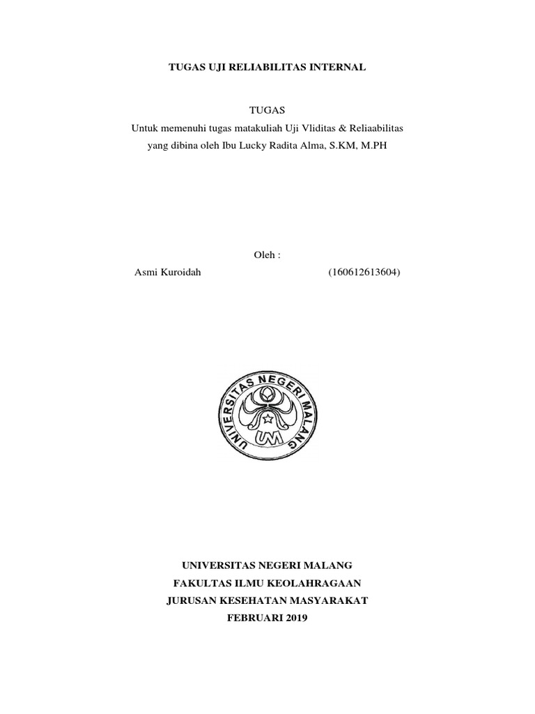 ASMI KUROIDAH Tugas Reliabilitas Pertemuan Ke-6 | PDF