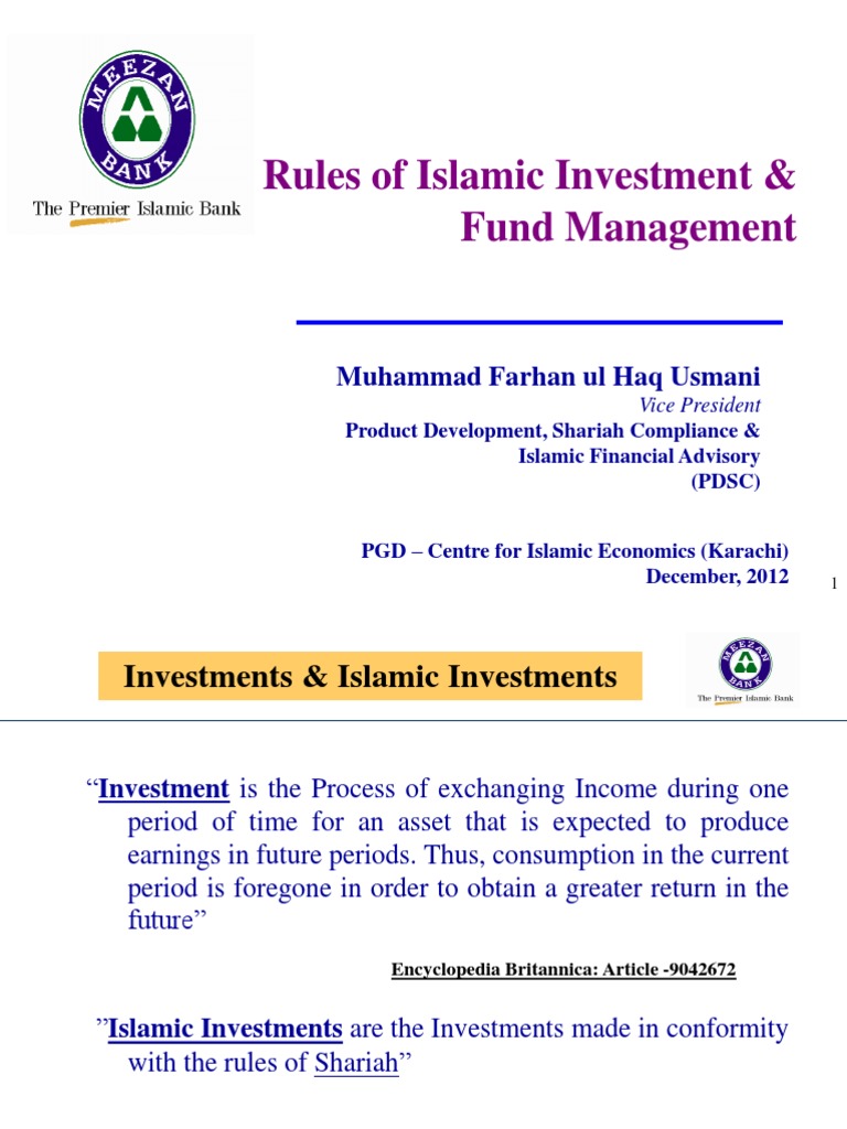 Rules of Islamic Investment & Fund Management: Muhammad Farhan Ul Haq ...