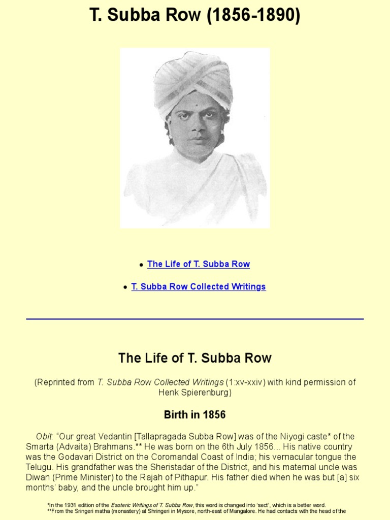 T. Subba Row | PDF | Helena Blavatsky | Esotericism