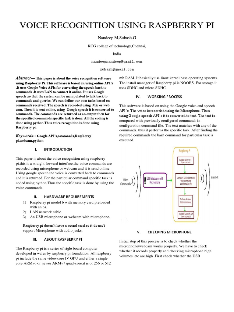Voice Recognition Using Raspi | PDF | Raspberry Pi | Speech Recognition