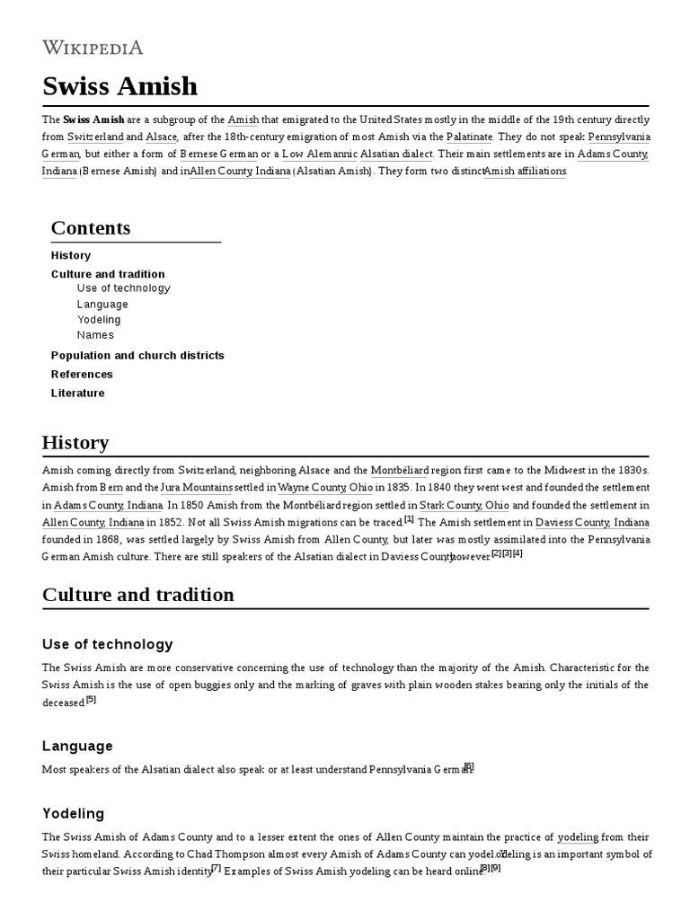Swiss Amish: History Culture and Tradition | PDF | Amish | Anabaptism