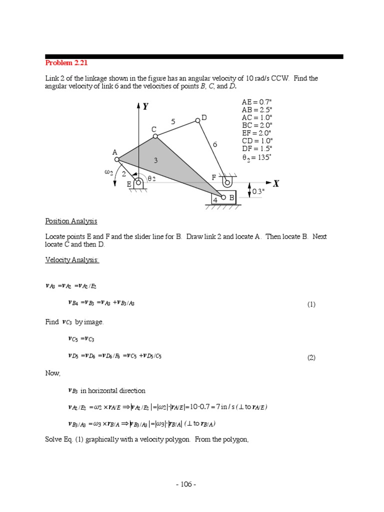 Linkage Velocity Analysis Problems | PDF | Euclidean Vector | Acceleration