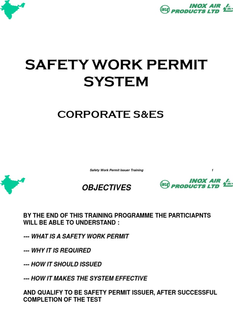 Safety Work Permit System: Corporate S&Es | PDF | Valve | Safety