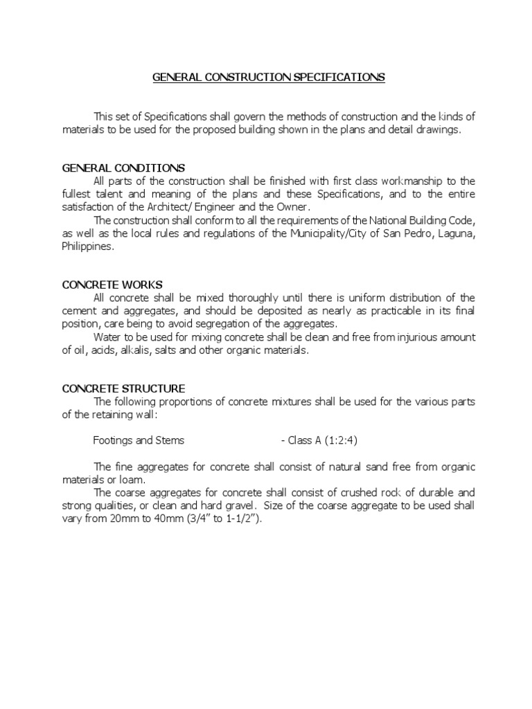 General Construction Specifications | PDF