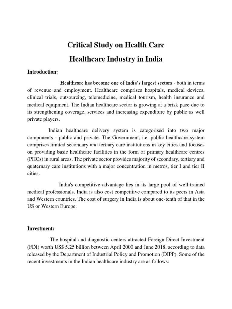 Project On Healthcare Industry | PDF | Revenue | Health Care