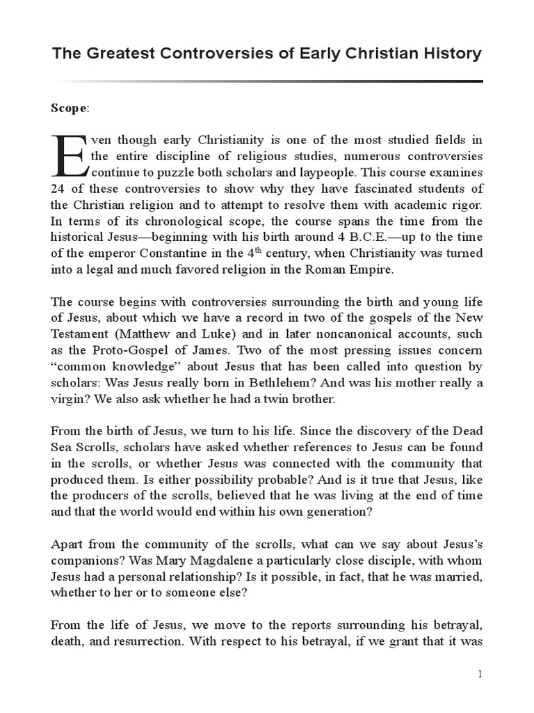 The Greatest Controversies of Early Christian History: Scope | PDF