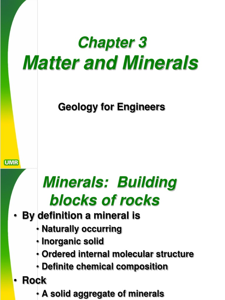 Matter and Minerals: Geology For Engineers | PDF | Minerals | Atoms