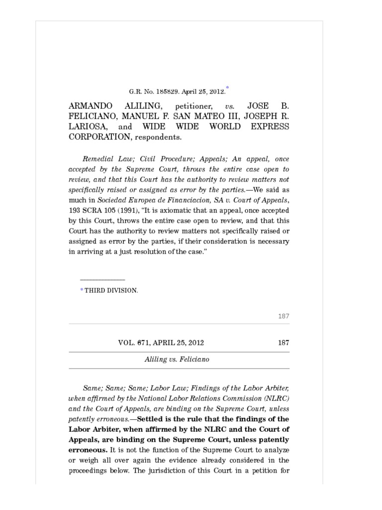 Aliling vs. Feliciano | PDF | Appeal | Supreme Courts