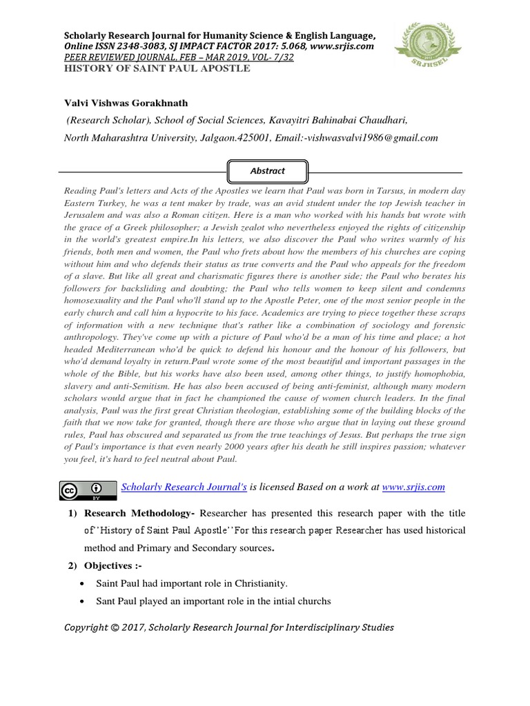 History of Saint Paul Apostle | PDF | Acts Of The Apostles | Paul The ...