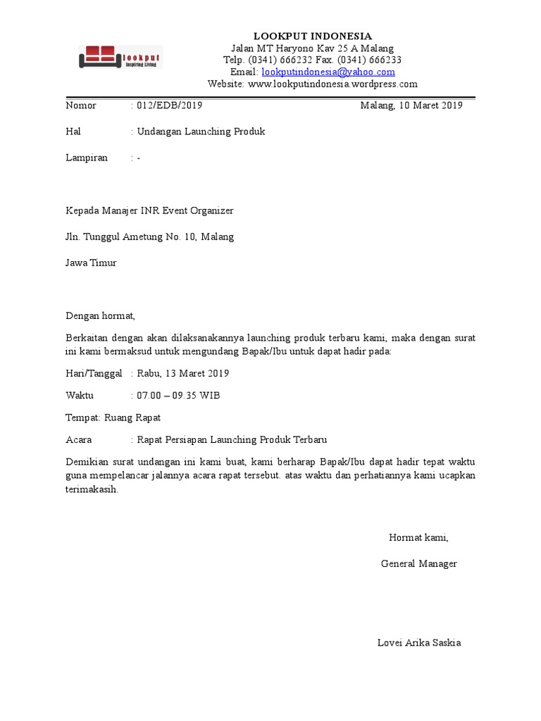 Surat Undangan Launching | PDF