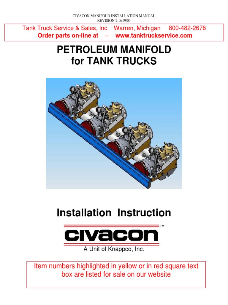 Civacon Manifold Intallation and Parts Breakdowns 27 Pages PDF | PDF ...