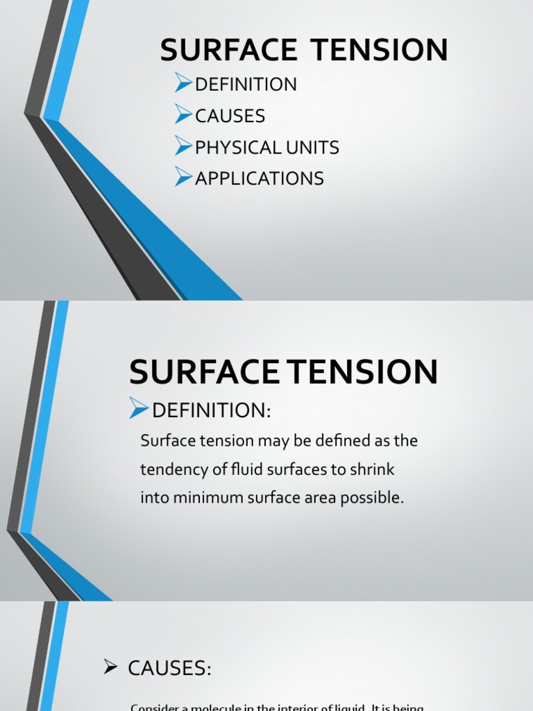 Surface Tension: Causes Physical Units Applications | PDF